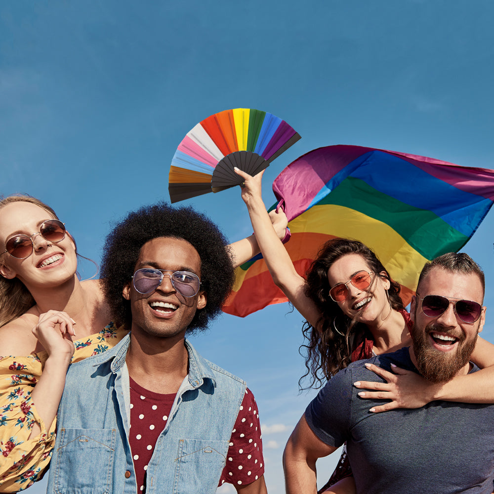 Inclusive Rainbow Small Hand Fan | Rad Pride | You Shop We Donate