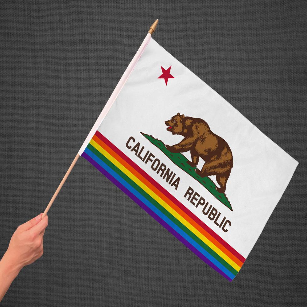 California Rainbow Stick Flag 12x18in | Rad Pride | You Shop We Donate